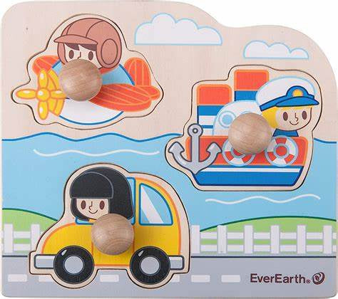 Ever Earth - Wooden Peg Vehicle Puzzle – Crackerjack Toys